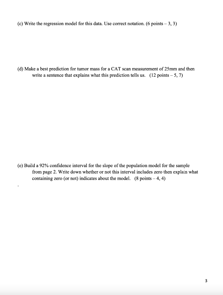 Solved (c) Write the regression model for this data. Use | Chegg.com