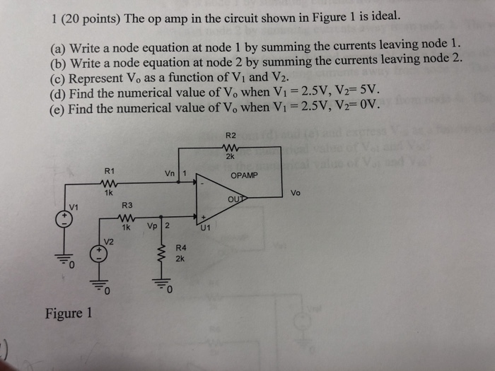 Solved 1 (20 points) The op amp in the circuit shown in | Chegg.com