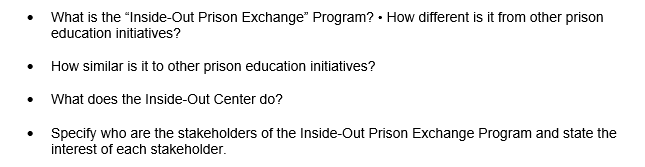 Solved What is the “Inside-Out Prison Exchange Program?. How | Chegg.com