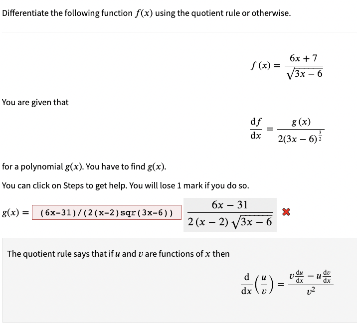 Solved Differentiate the following function 𝑓(𝑥) using the | Chegg.com