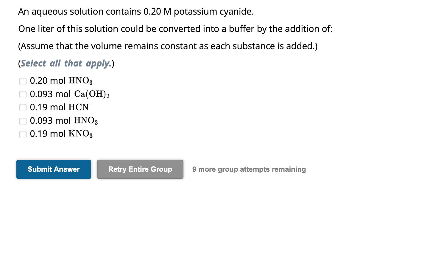 Solved An aqueous solution contains 0.20M potassium cyanide. | Chegg.com