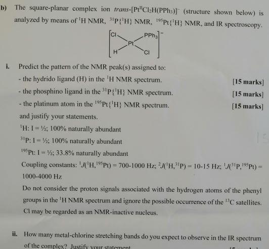 Solved b) The square-planar complex ion trans- | Chegg.com