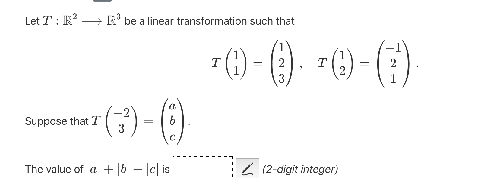 Solved Let T:R2 R3 be a linear transformation such that | Chegg.com