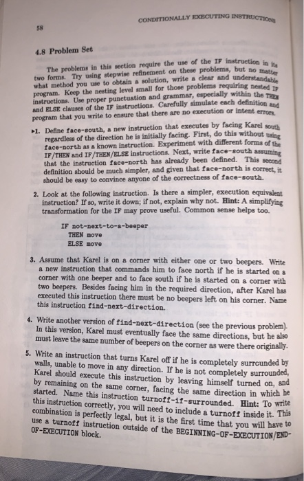 Solved 3. Assume that Karel is on a corner with either one | Chegg.com