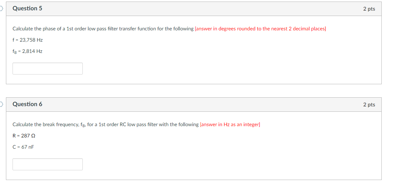 Solved Question 5 2 pts Calculate the phase of a 1st order | Chegg.com