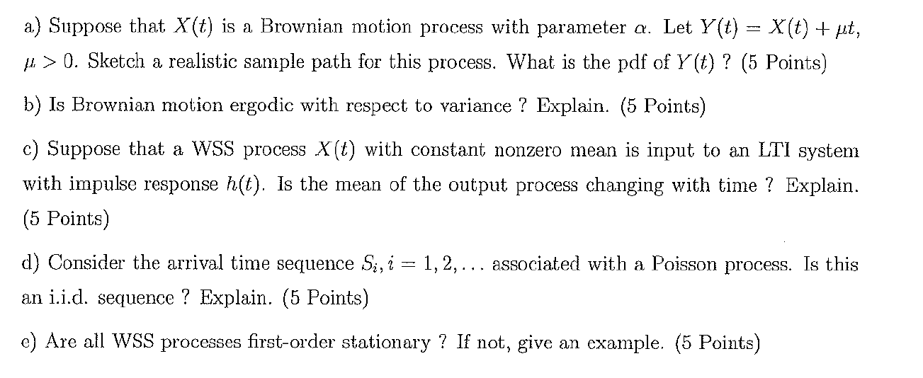 Solved a) Suppose that \\( X(t) \\) is a Brownian motion | Chegg.com