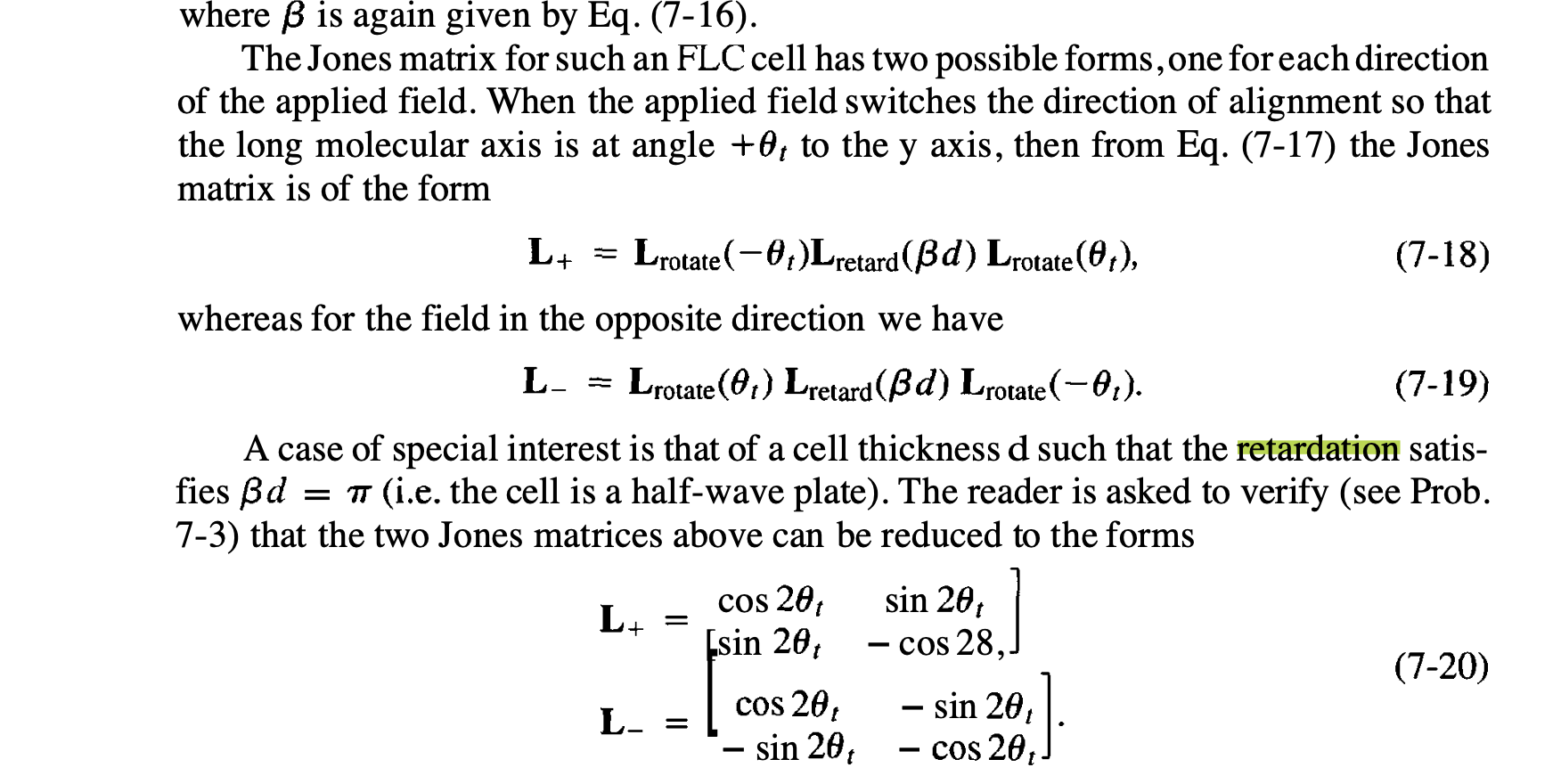 Solved Show that, for a retardation of Pd=pi, ﻿the Jones | Chegg.com