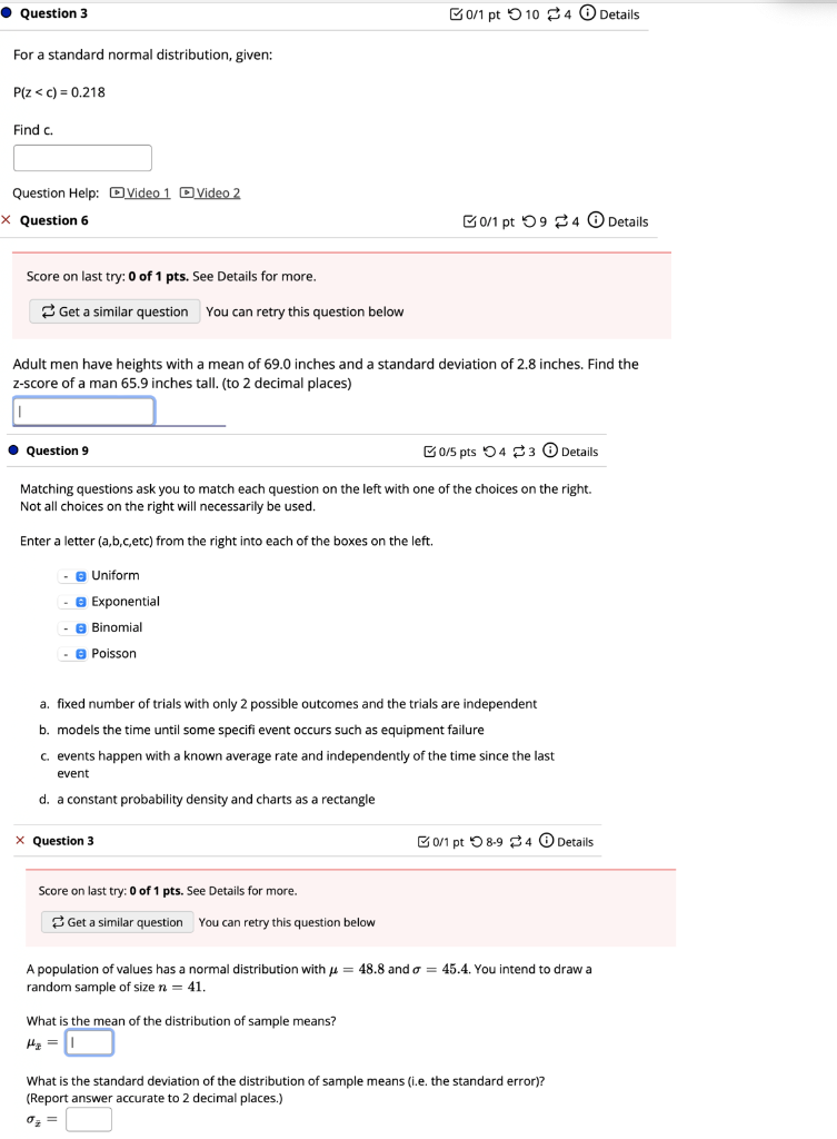 Solved For a standard normal distribution, given: P(z | Chegg.com