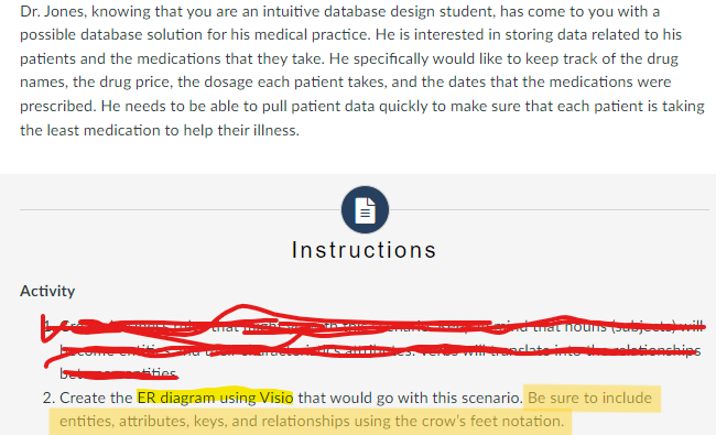 Solved Please only send in VISIO (Crow's Foot Database | Chegg.com