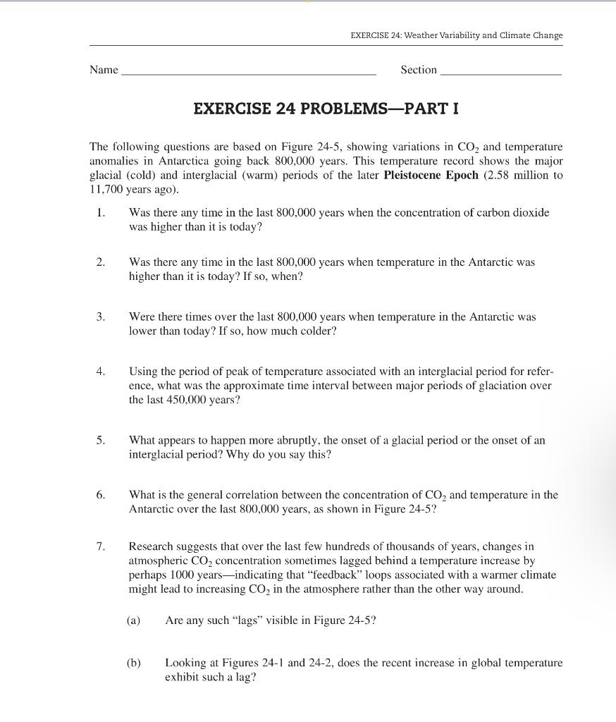 Solved EXERCISE 24: Weather Variability and Climate Change | Chegg.com