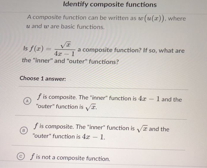 Solved Identify composite functions A composite function can | Chegg.com