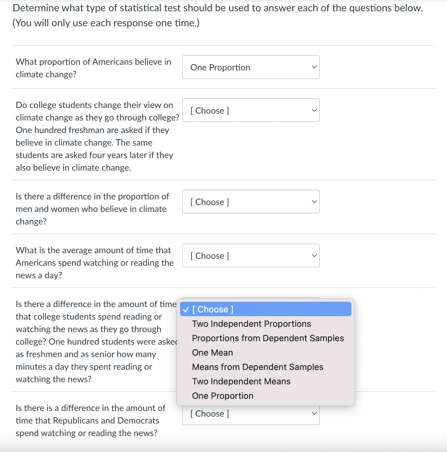 Solved Determine what type of statistical test should be | Chegg.com