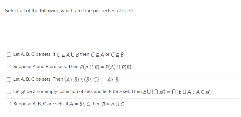 Solved Select all of the following which are true properties | Chegg.com