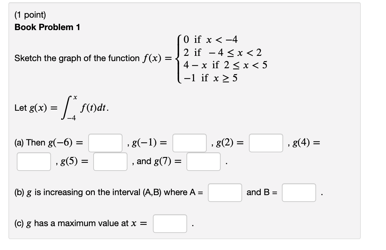 Solved (1 point) Book Problem 1 ſo if x