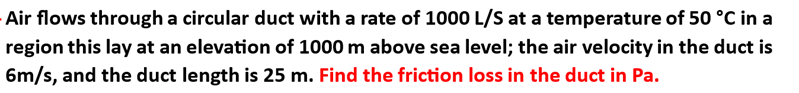 Solved Air flows through a circular duct with a rate of 1000 | Chegg.com
