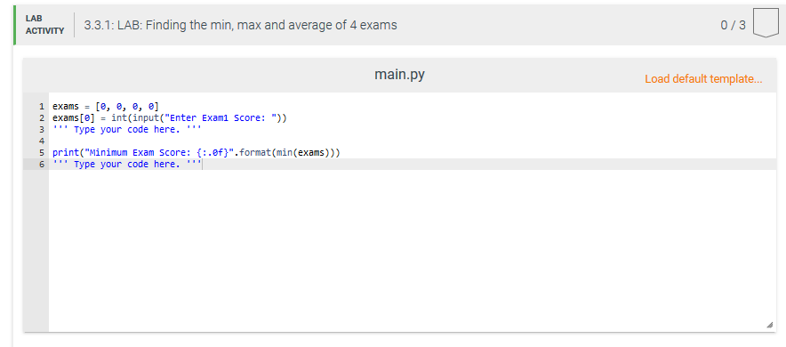 Solved Finding the min, max and average of 4 (Python) Write | Chegg.com
