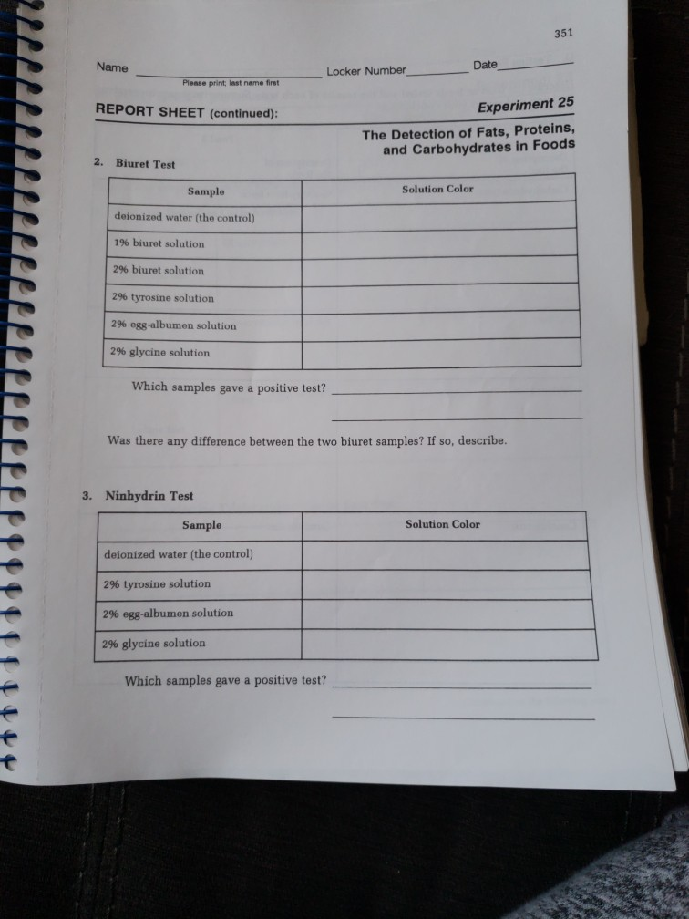 Solved 351 Name Locker Number Date Please print; last name | Chegg.com