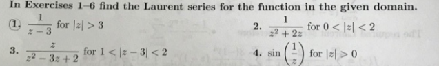 Solved In Exercises 1-6 find the Laurent series for the | Chegg.com