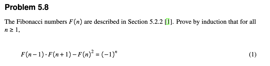 Solved The Fibonacci numbers F(n) are described in Section | Chegg.com