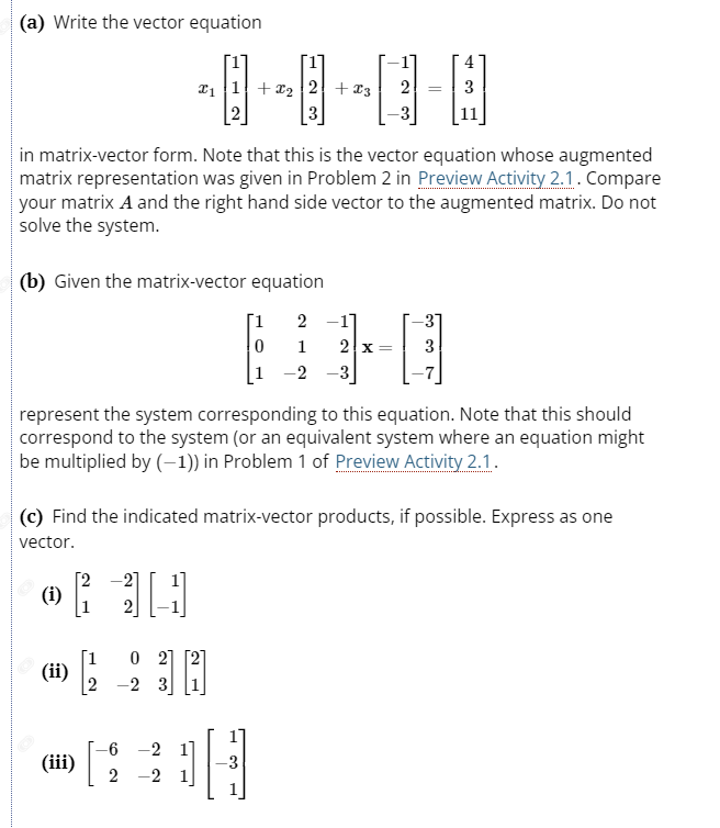 (a) Write the vector equation | Chegg.com