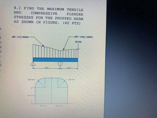 Solved 4.) FIND THE MAXIMUM TENSILE AND COMPRESSIVE FLEXURE | Chegg.com
