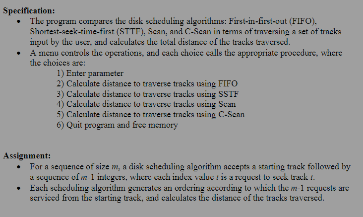 Solved Specification:The program compares the disk | Chegg.com