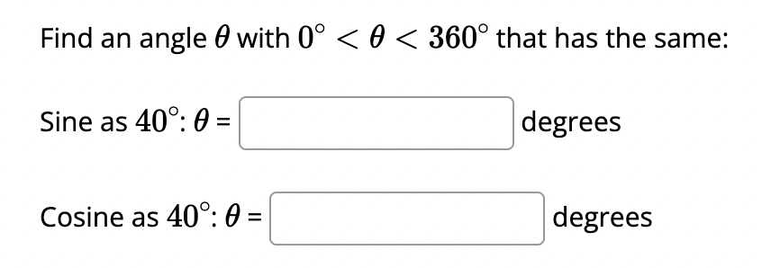 Solved Find an angle θ with 0∘