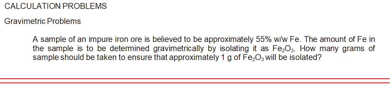 Solved CALCULATION PROBLEMS Gravimetric Problems A sample of | Chegg.com