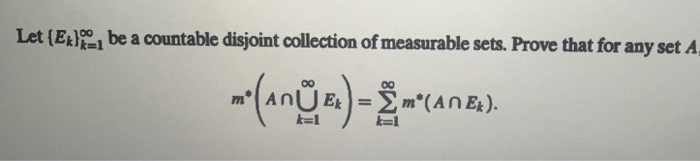Solved Let (Etlooi be a countable disjoint collection of | Chegg.com
