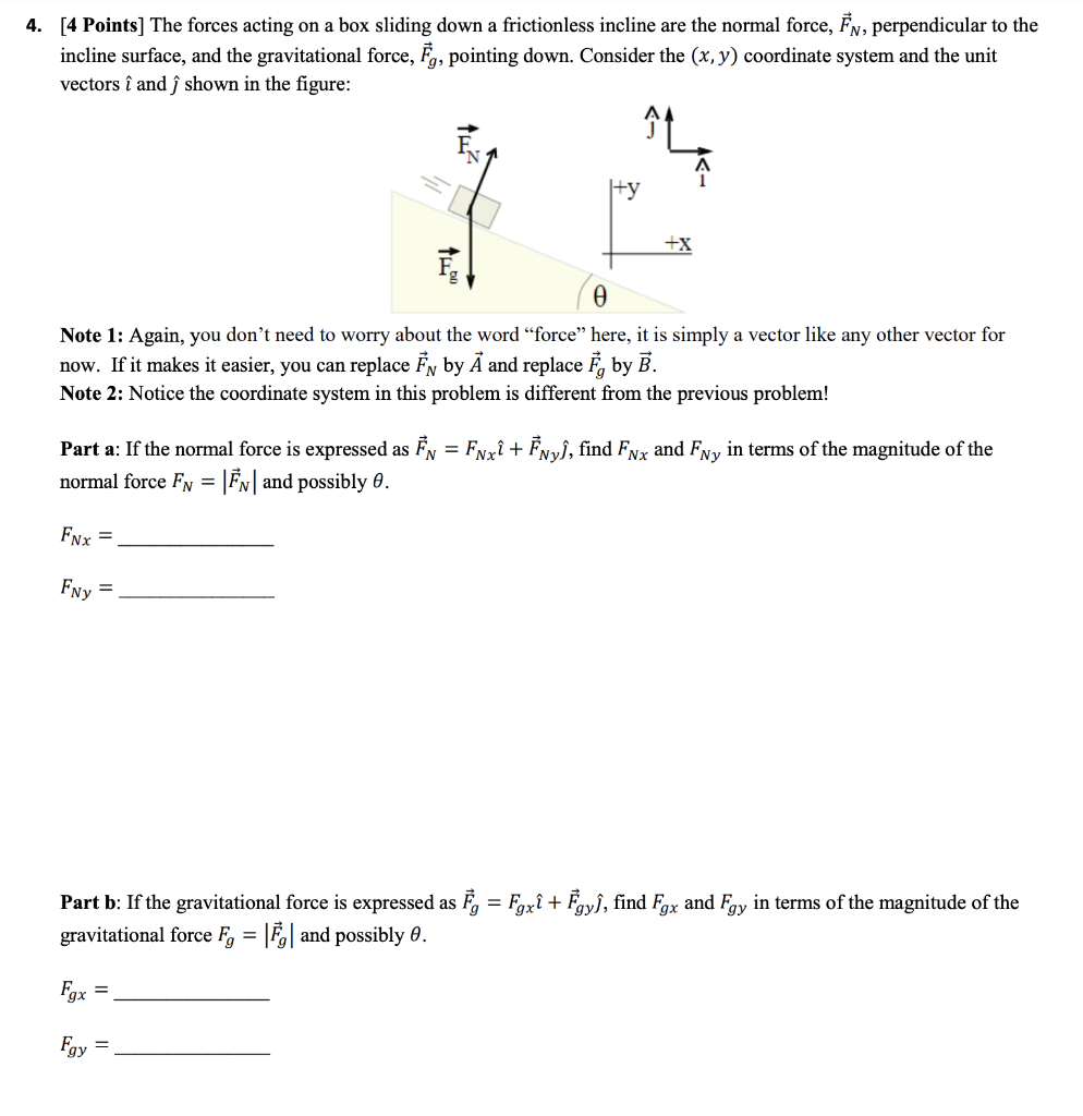 Solved 4. [4 Points] The forces acting on a box sliding down | Chegg.com
