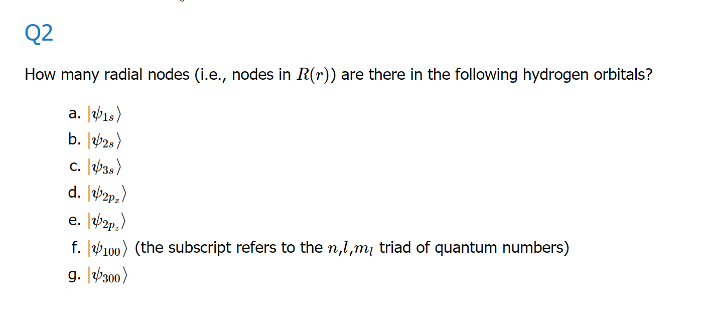 Solved How many radial nodes (i.e., nodes in R(r)) are there | Chegg.com
