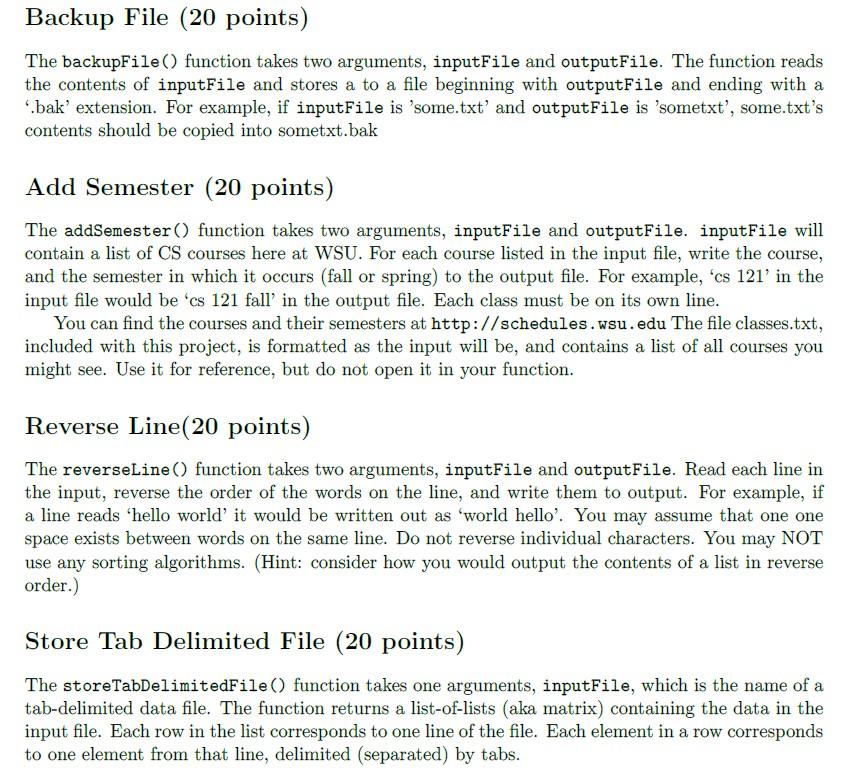 Solved The backupFile() function takes two arguments, | Chegg.com