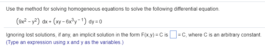 Solved Use the method for solving homogeneous equations to | Chegg.com