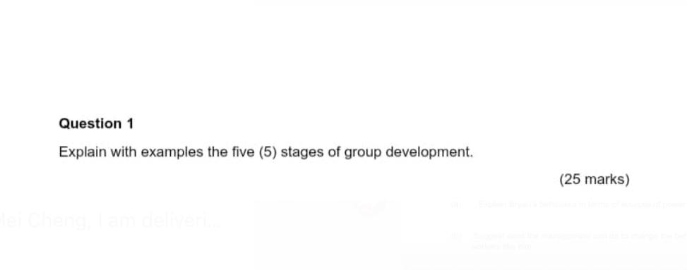 Solved Question 1 Explain with examples the five (5) stages | Chegg.com