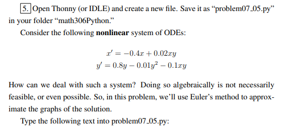 5. Open Thonny (or IDLE) and create a new file. Save | Chegg.com