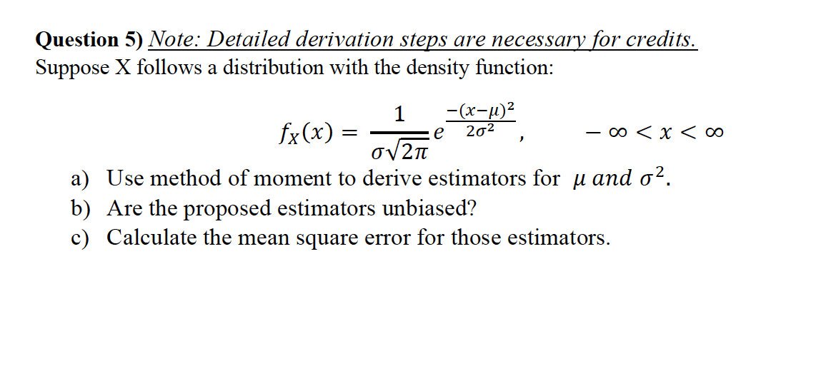 Solved Question 5) Note: Detailed derivation steps are | Chegg.com