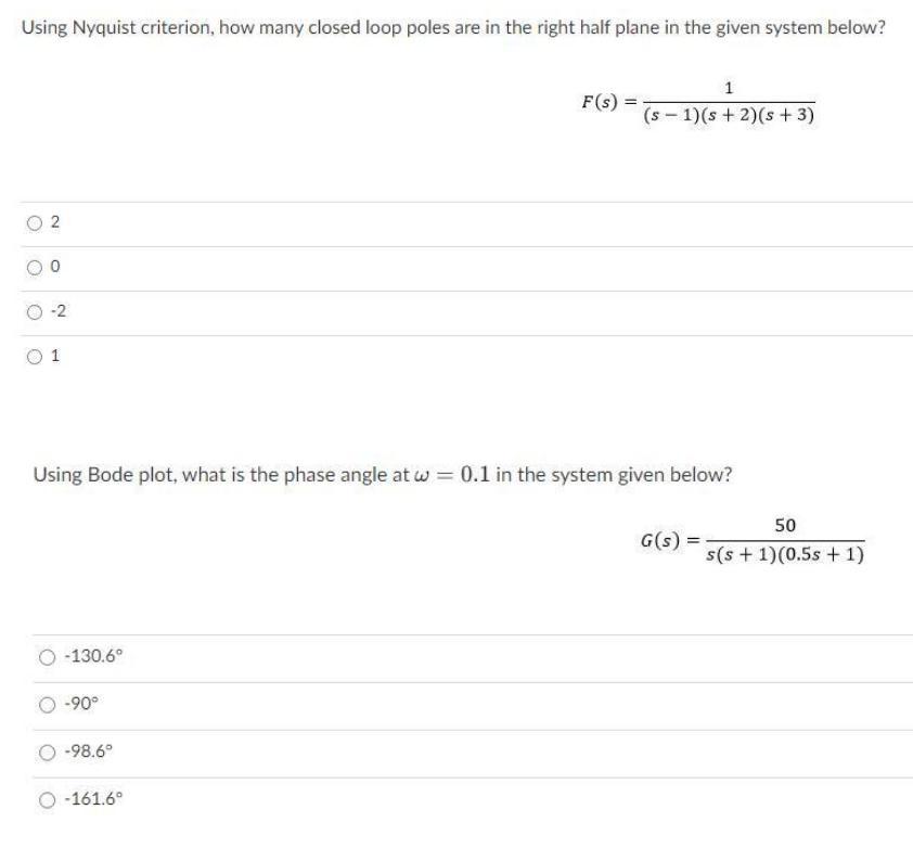 Solved Using Nyquist criterion, how many closed loop poles | Chegg.com