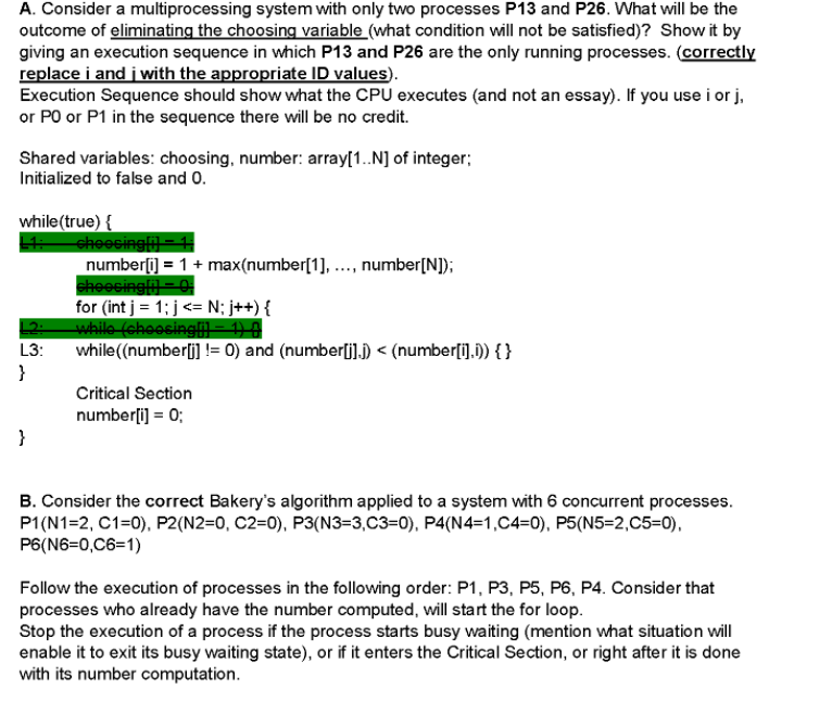 A. Consider a multiprocessing system with only two | Chegg.com