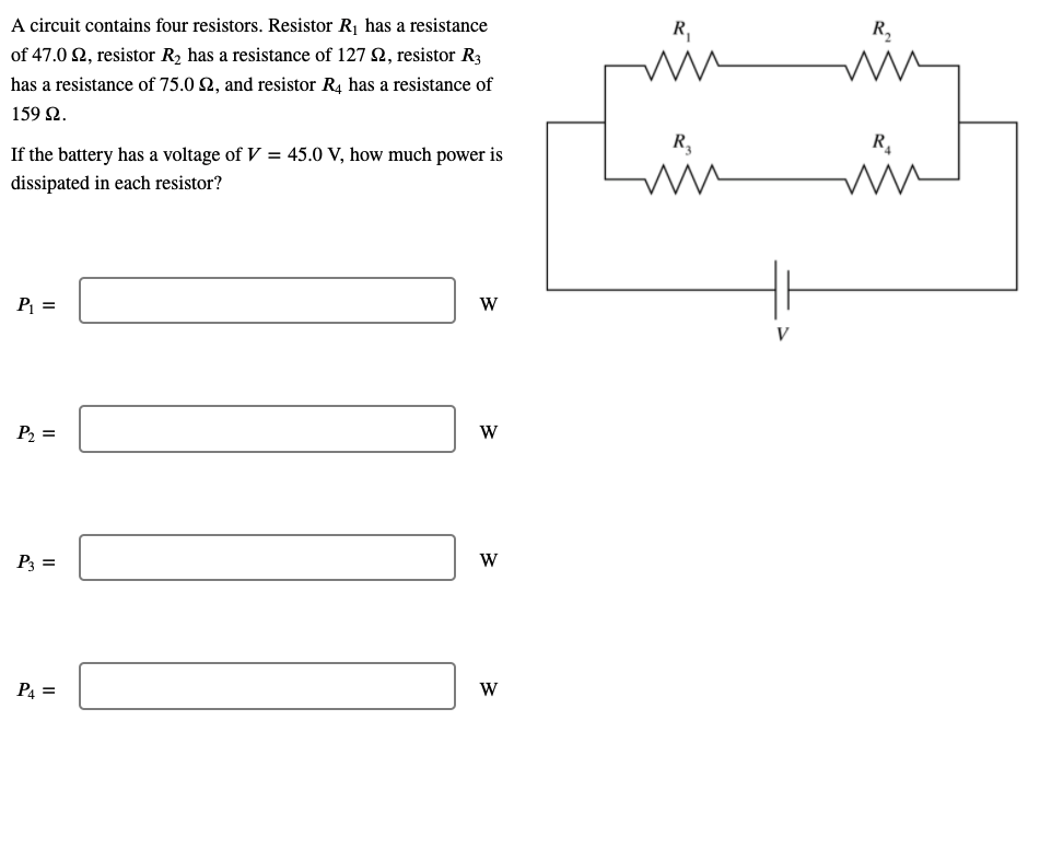 Solved R M R2 w A circuit contains four resistors. Resistor | Chegg.com