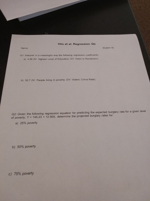 Solved Vito et al. Regression Os Name Student Q1: Interpret | Chegg.com