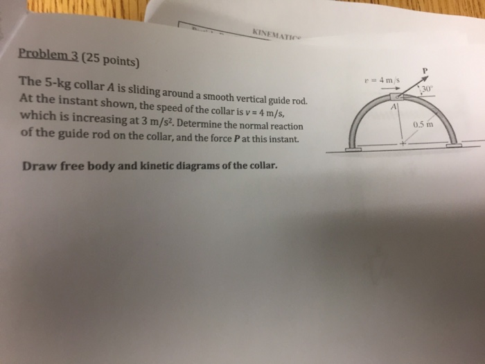 Solved The 5-kg collar A is sliding around a smooth vertical | Chegg.com