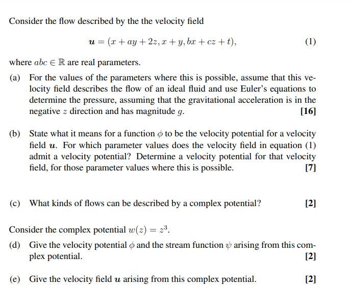 Solved Consider the flow described by the the velocity field | Chegg.com