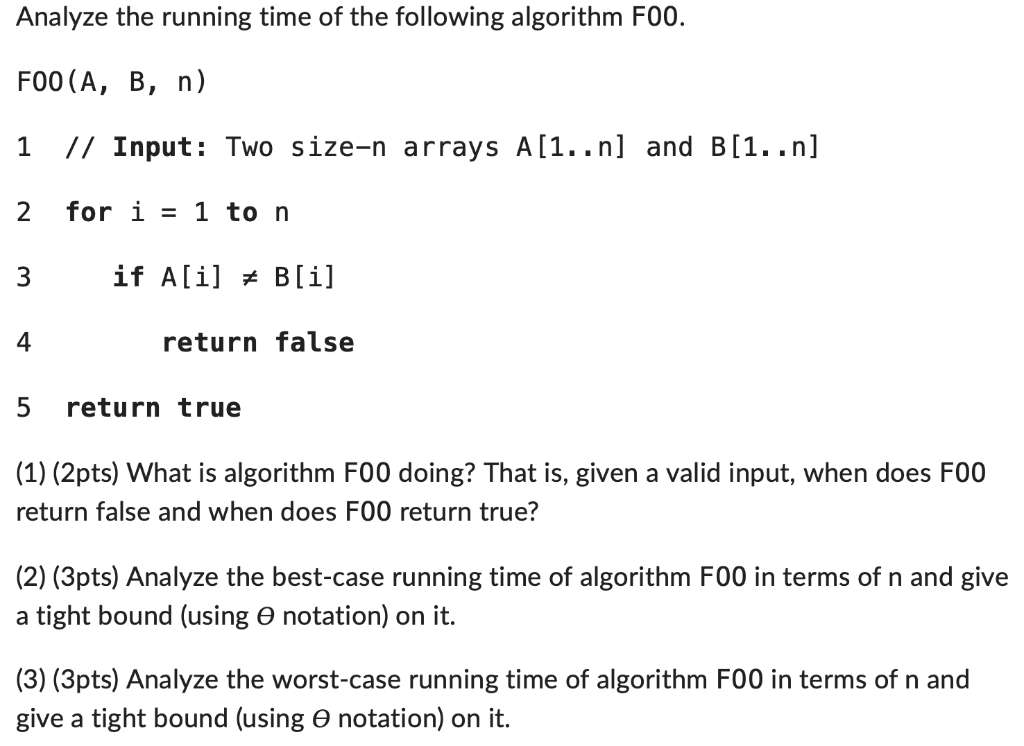 Solved Analyze the running time of the following algorithm | Chegg.com