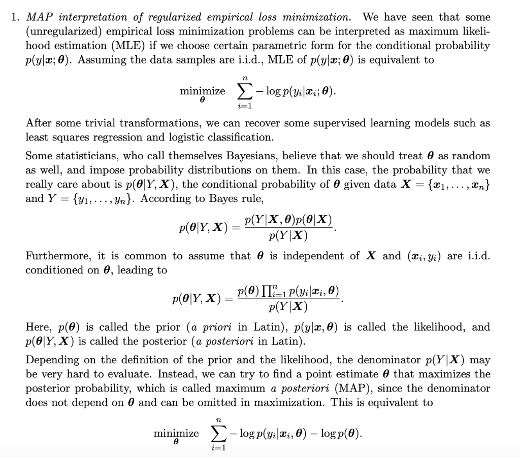1 Map Interpretation Of Regularized Empirical Loss