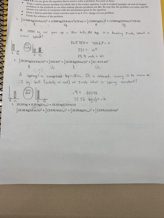 Solved Write the Problem — Conservation of energy • | Chegg.com