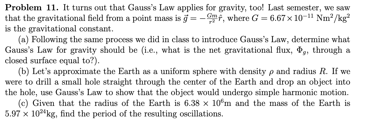 Solved Problem 11. It turns out that Gauss's Law applies for | Chegg.com