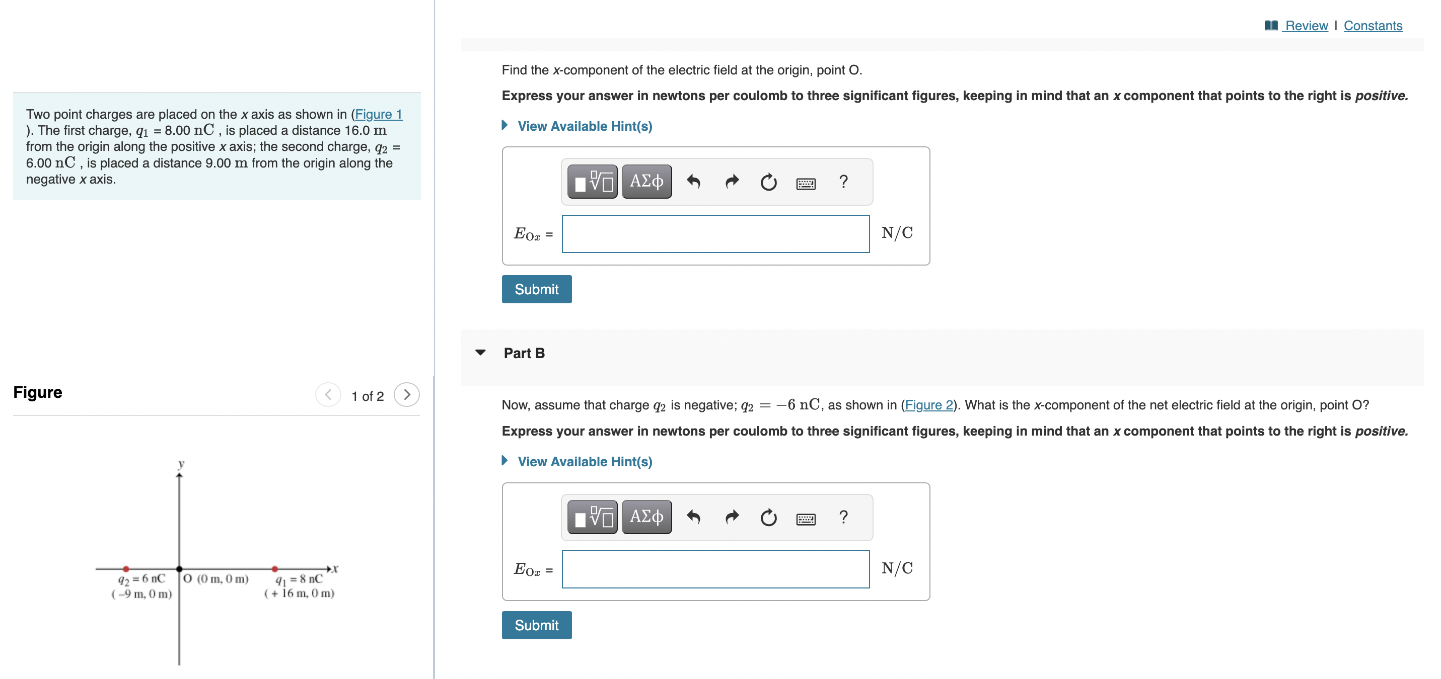 Solved Find the x-component of the electric field at the | Chegg.com