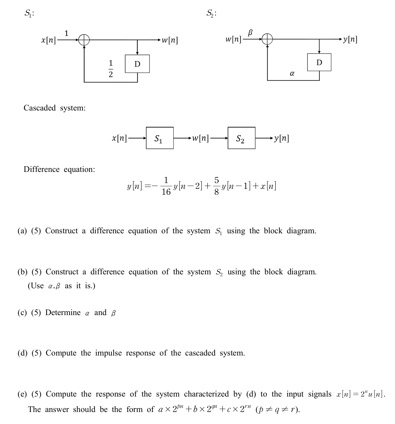 Solved Cascaded system:Difference | Chegg.com