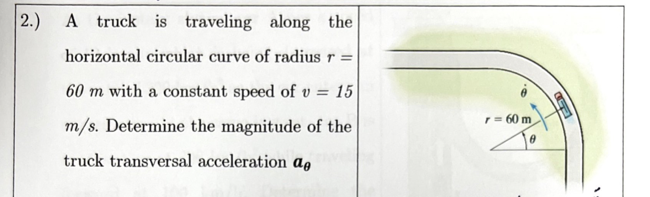 Solved 2.) A truck is traveling along the horizontal | Chegg.com