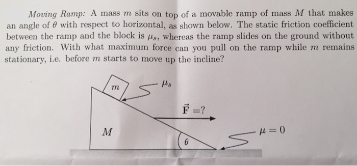 Solved Moving Ramp: A mass m sits on top of a movable ramp | Chegg.com